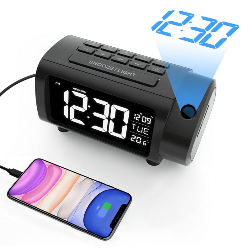 LIORQUE Alarm Clock Projection Radio Digital Clock with USB Charger and ... LIORQUE Alarm Clock Projection Radio Digital Clock with USB Charger and ...